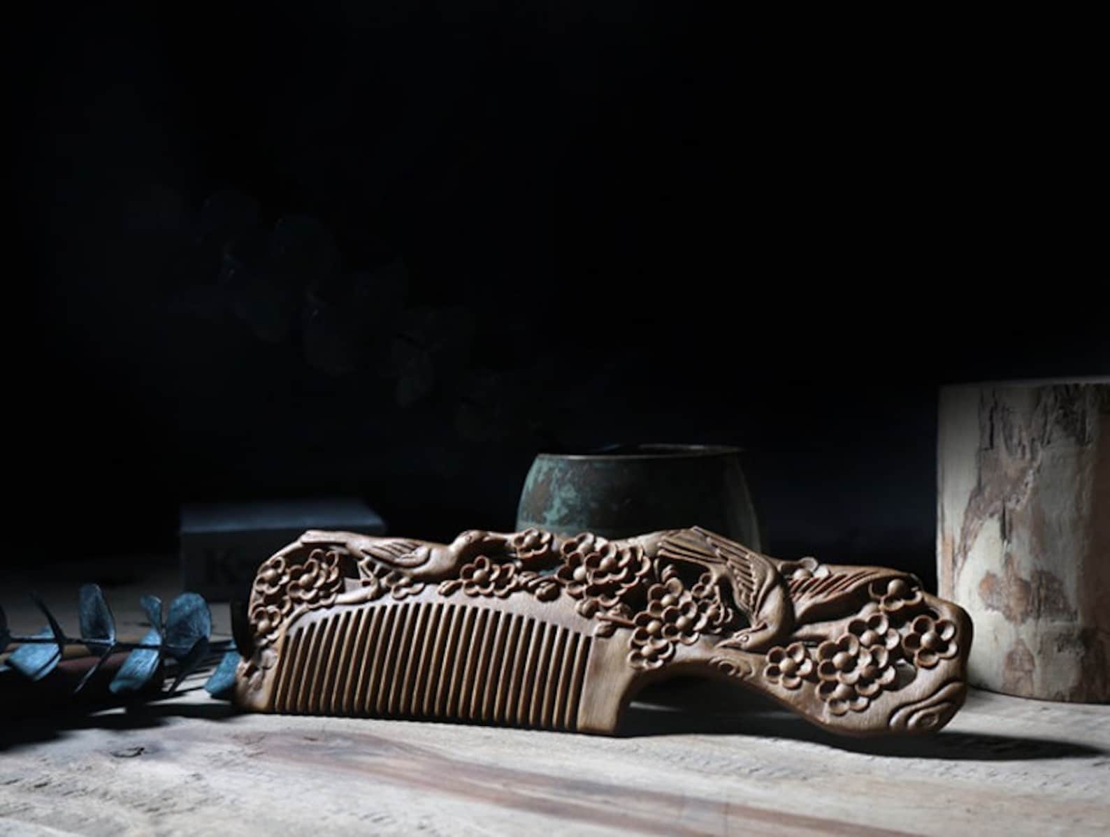 Handmade Seamless Natural Green Sandalwood Massage Comb, Anti Static ...