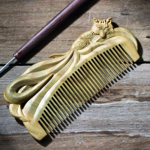 Handmade Seamless Natural Green Sandalwood Massage Comb, Anti Static ...