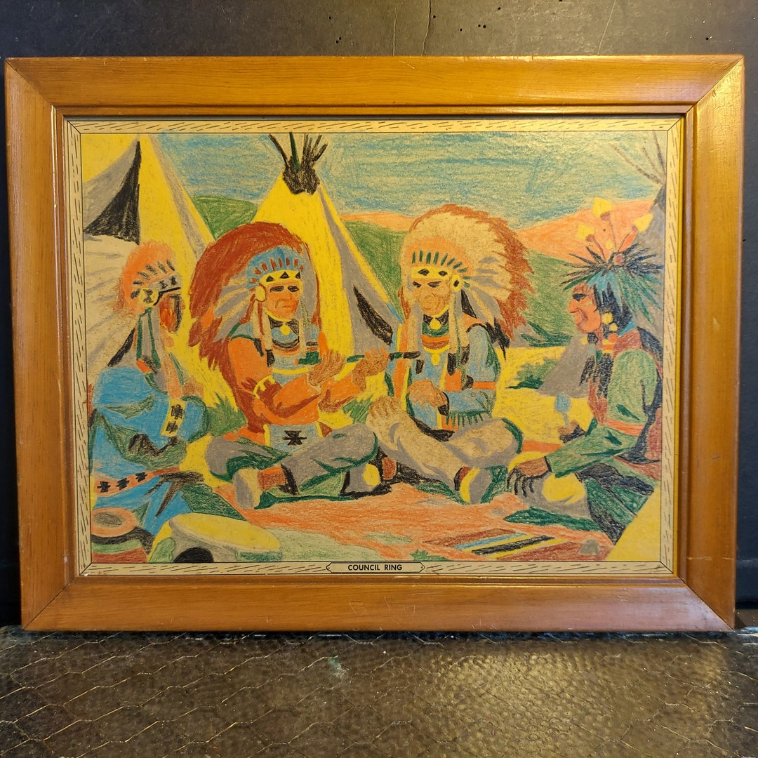 Framed Color-by-numbers Indigenous council Ring Scene - Etsy