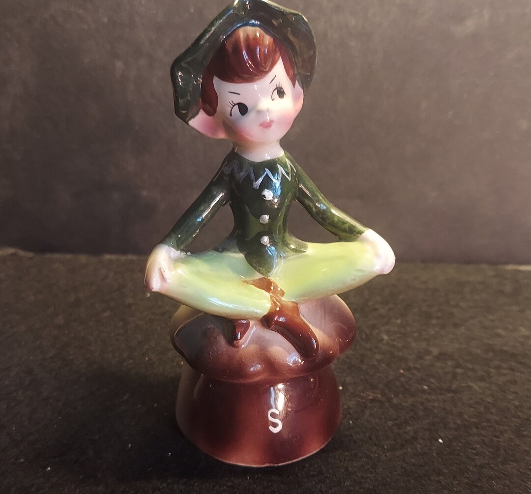 Vintage Elf on a Toadstool - Etsy