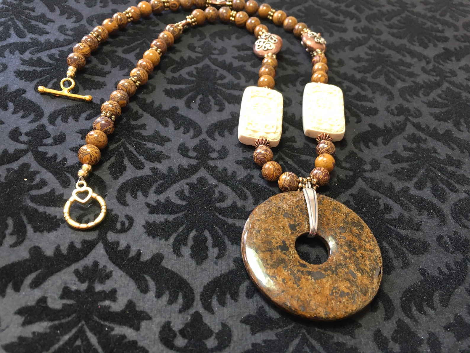 Brown Natural Stone Necklace With Natural Stone Pendant - Etsy