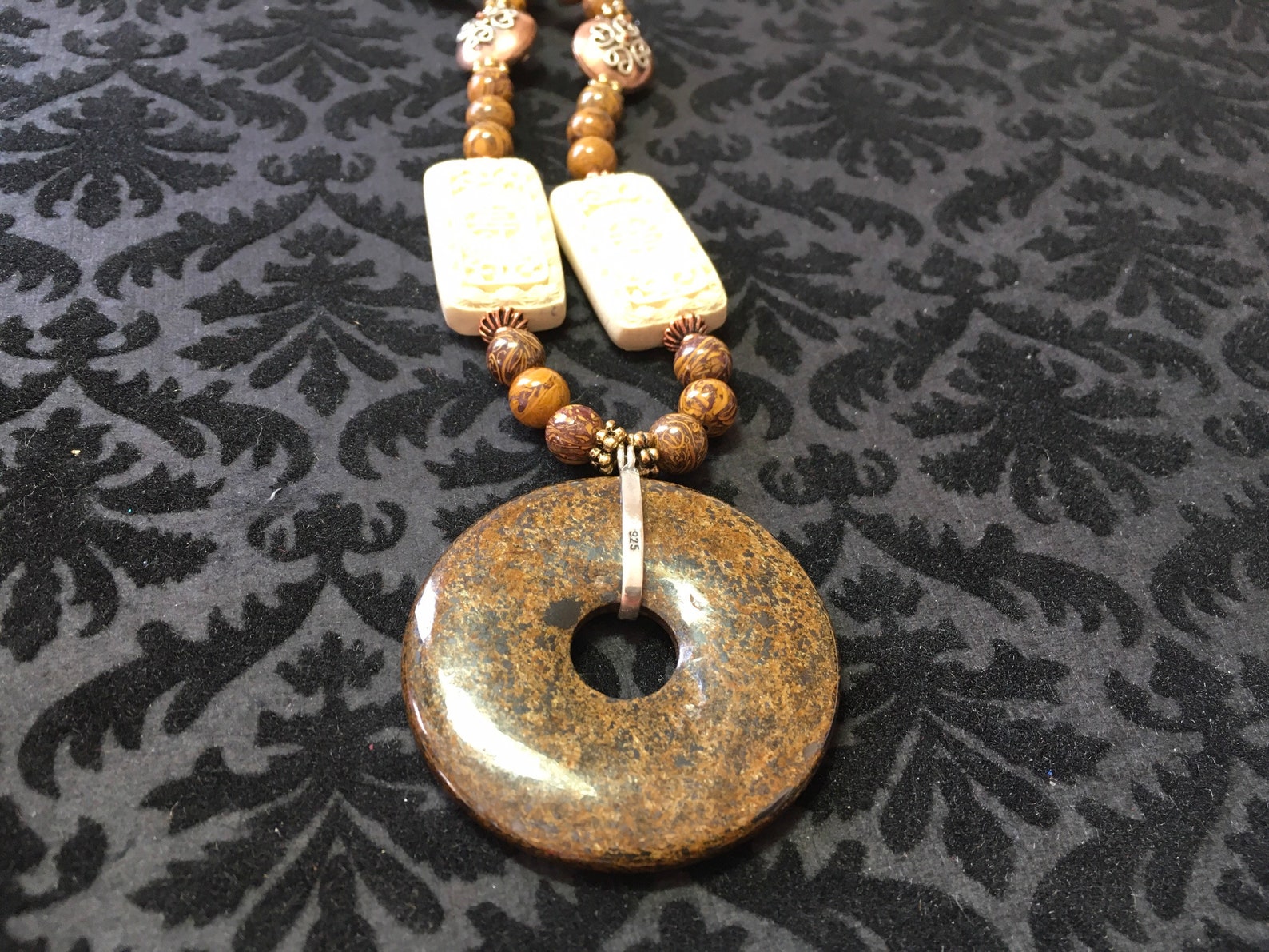 Brown Natural Stone Necklace With Natural Stone Pendant - Etsy