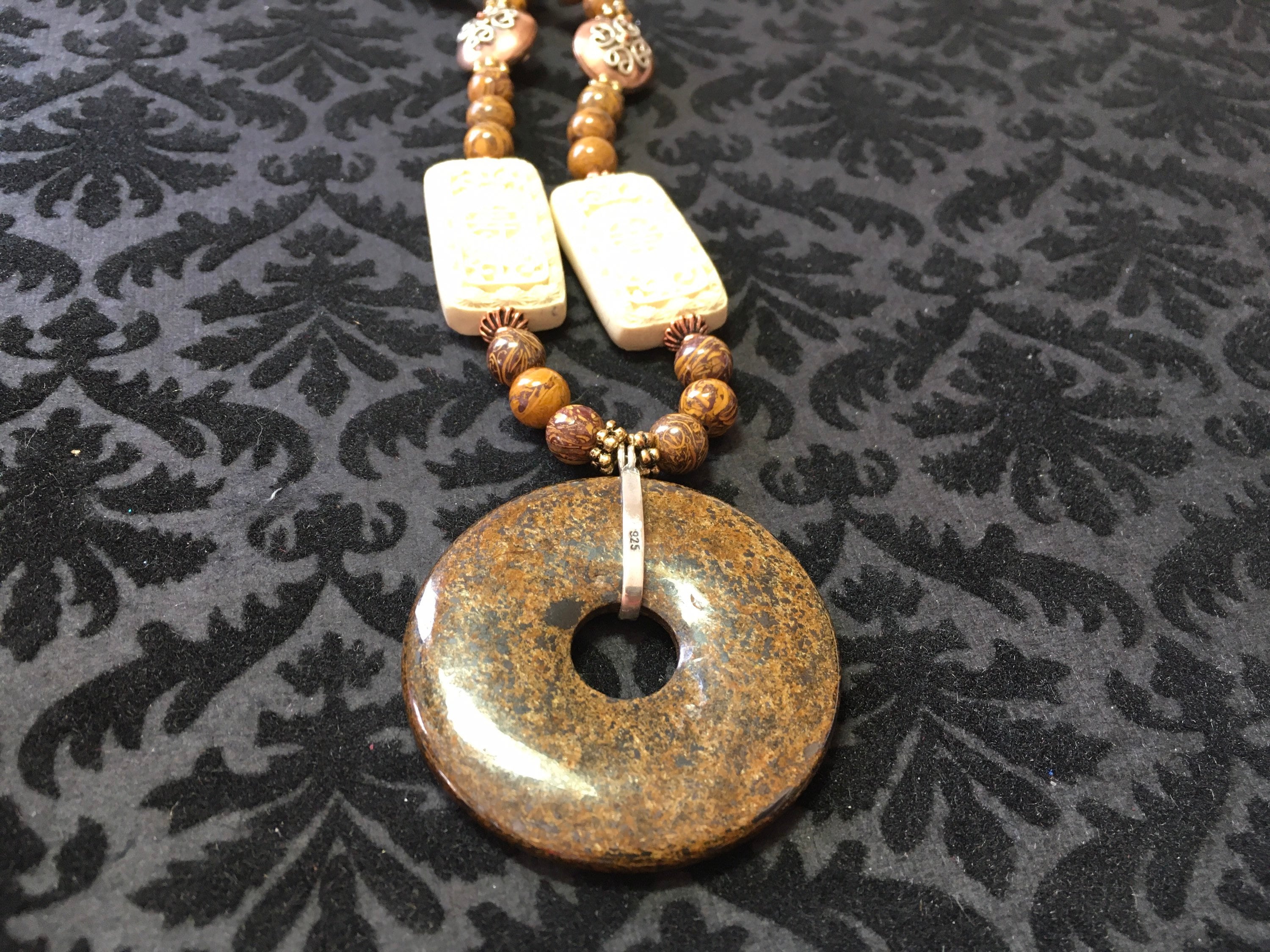 Brown Natural Stone Necklace With Natural Stone Pendant - Etsy