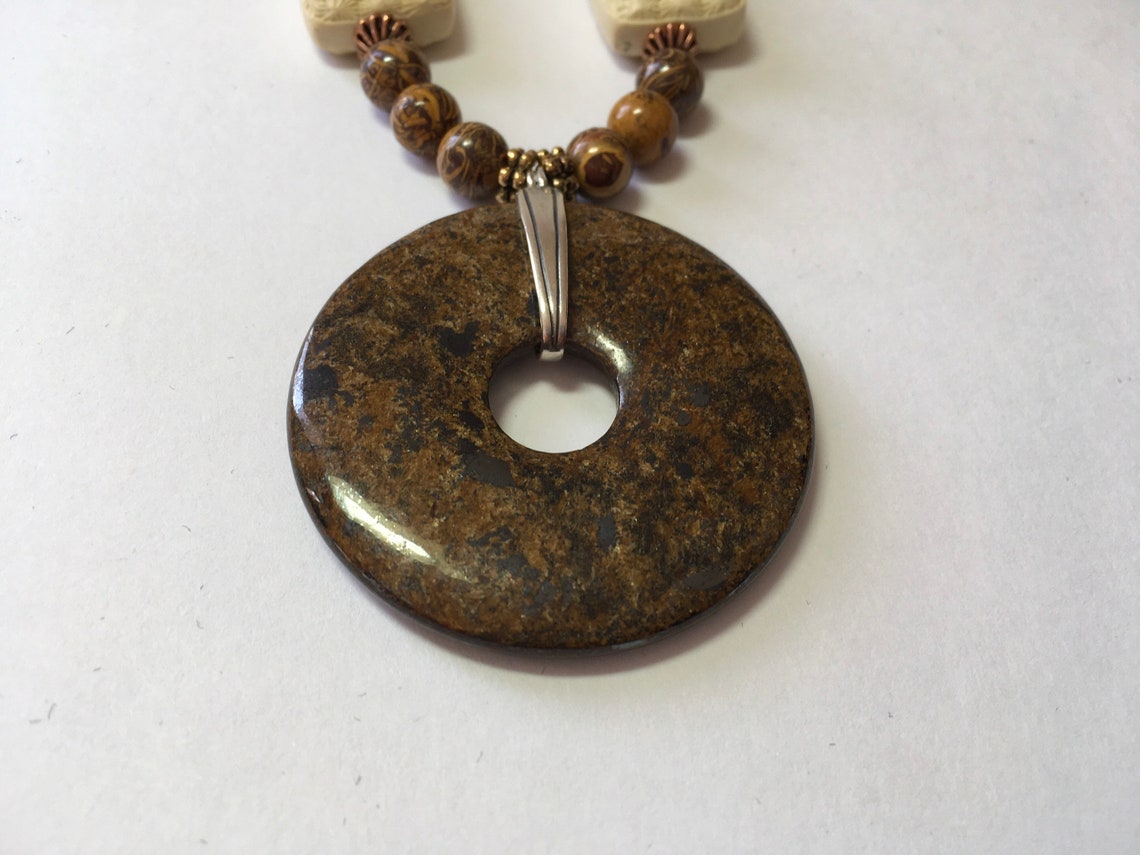 Brown Natural Stone Necklace With Natural Stone Pendant - Etsy