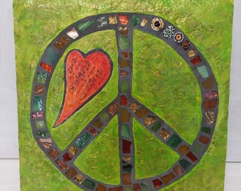 Mosaic peace sign | Etsy