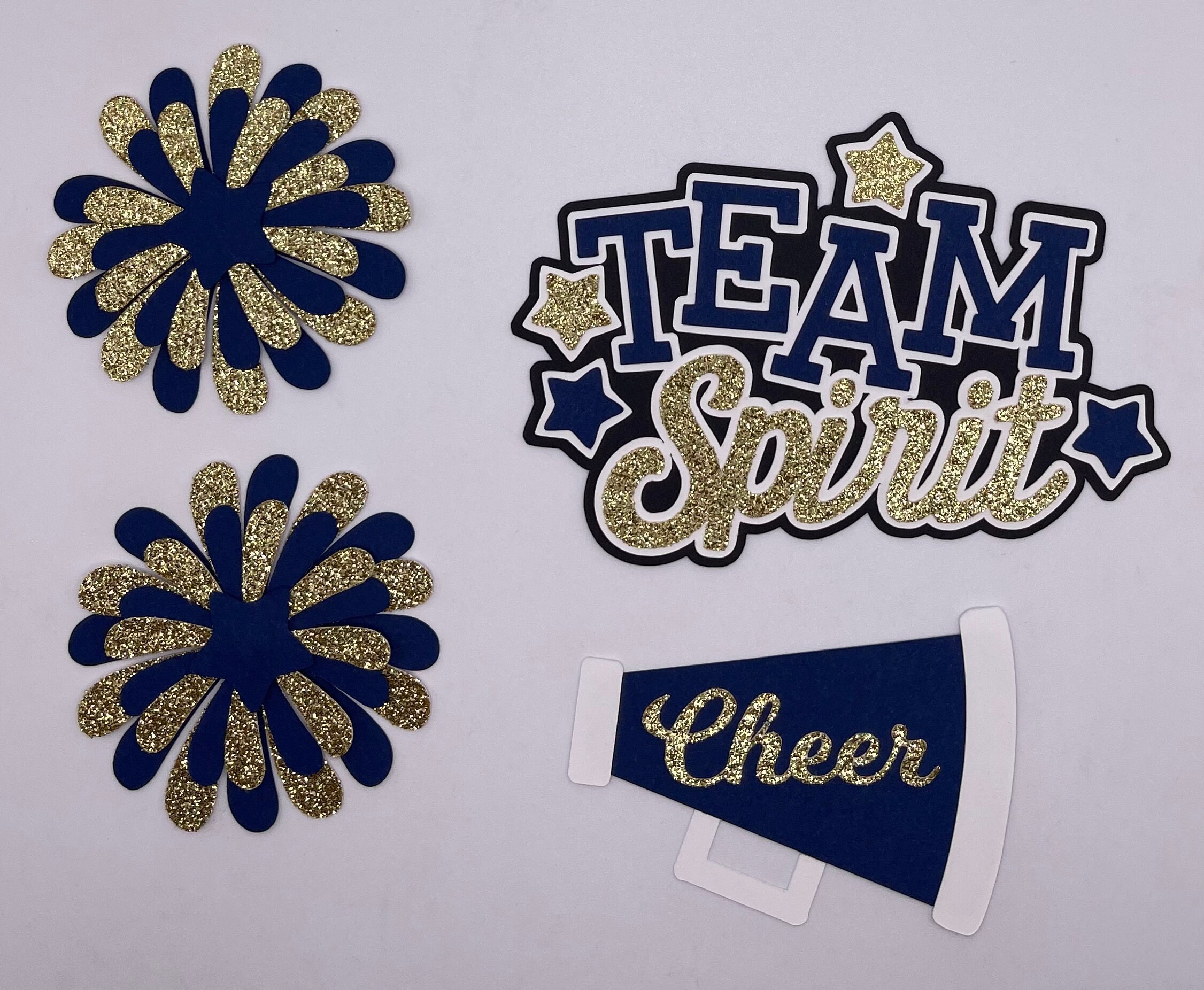 Sports Team Spirit Cheerleading Gold & Blue Handmade Paper Piecing ...