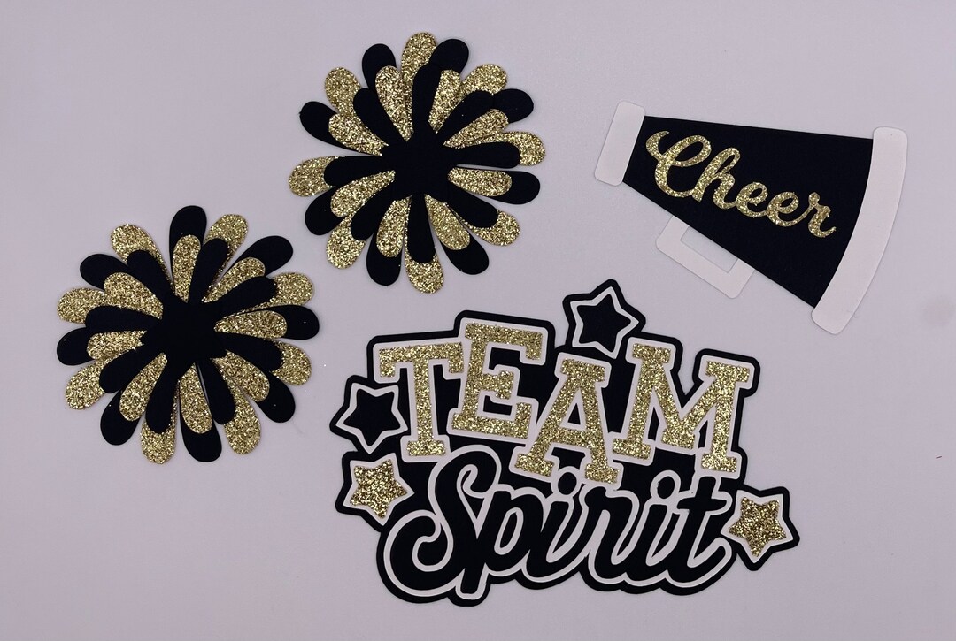Sports Team Spirit Cheerleading Gold & Black Handmade Paper Piecing ...