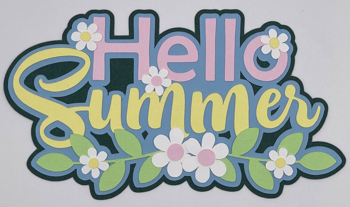 Summertime Hello Summer Handmade Paper Piecing Scrapbook Embellishment ...