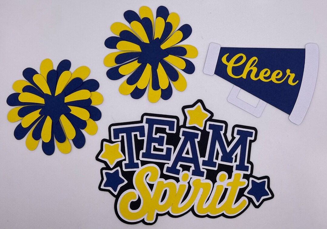 Sports Team Spirit Cheerleading Blue & Yellow Handmade Paper Piecing ...
