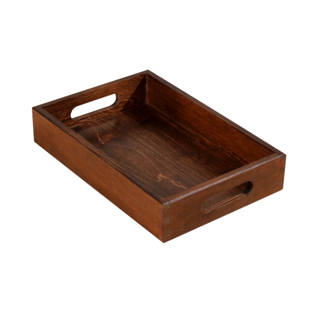 Small Dark Brown Tray With Handles , Vanity Tray - Etsy