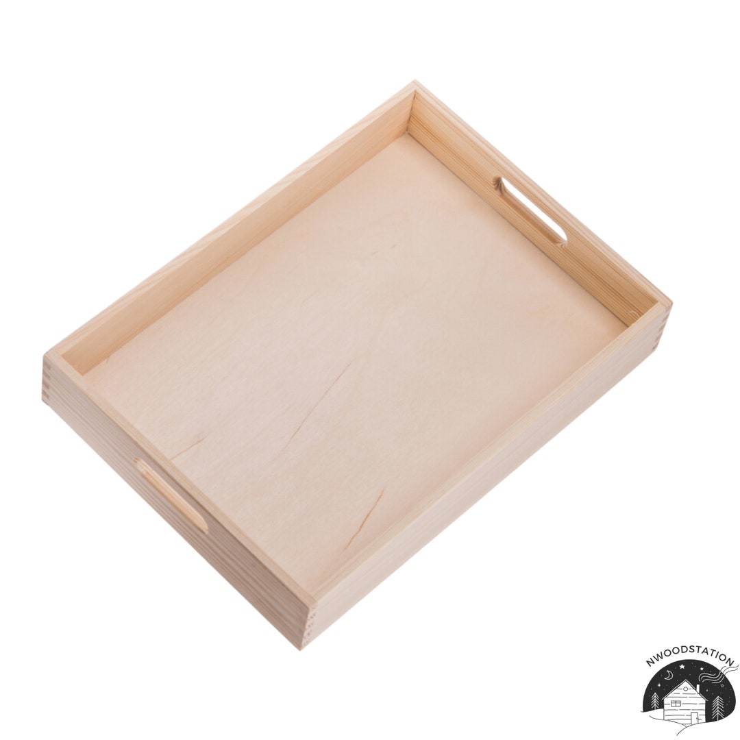 Unfinished Wooden Tray Versatile Decor Piece With Easy-grip Handles 11. ...