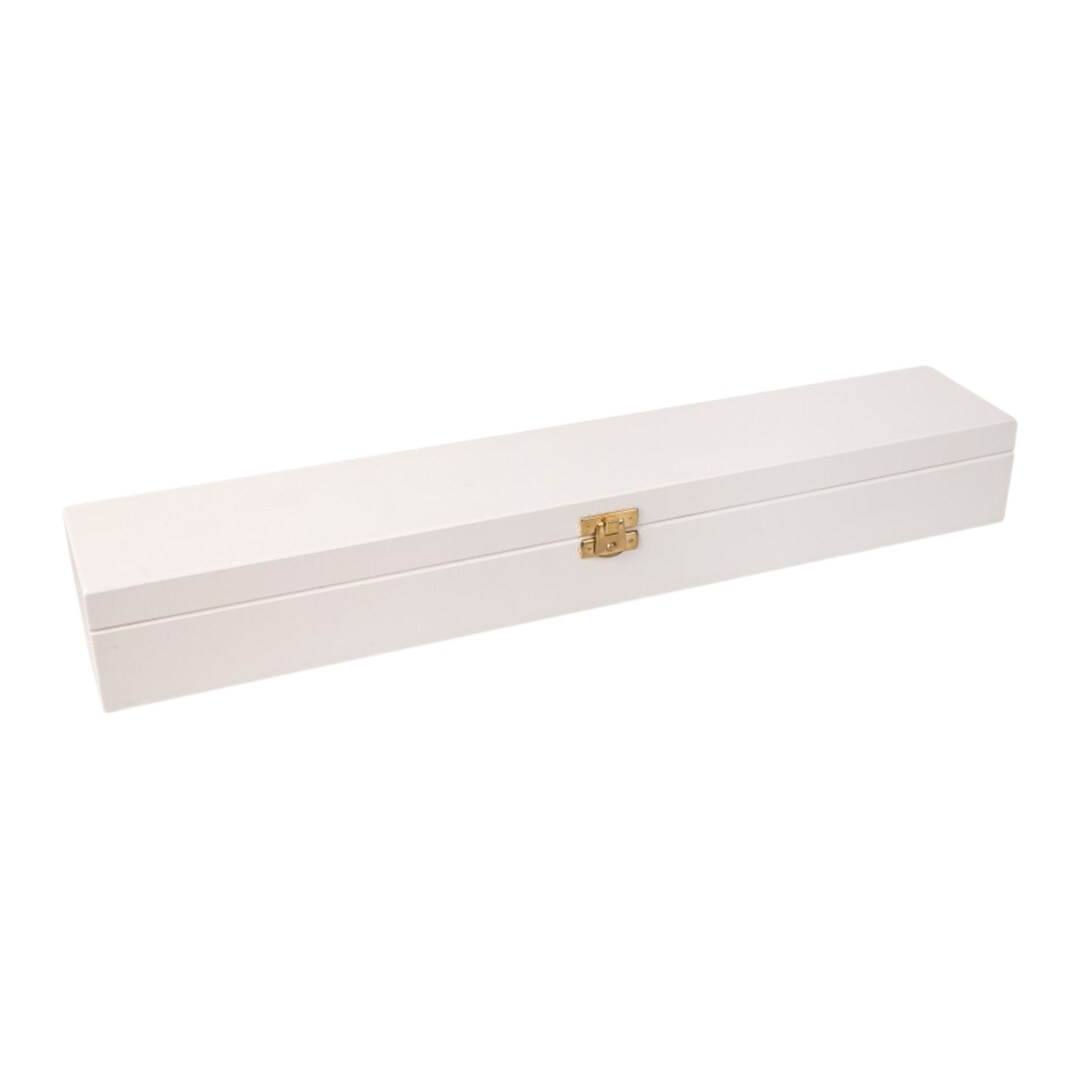 White Long Wooden Box With Lid - Etsy