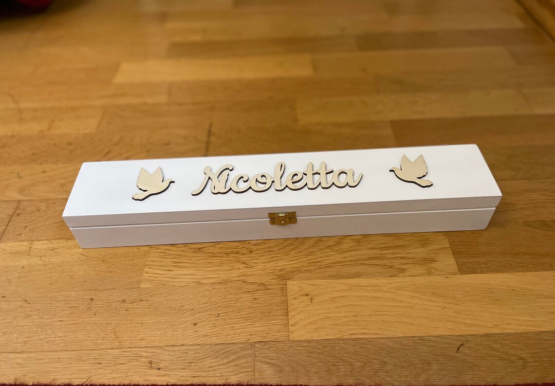 Personalized Long Wooden Box, White Wooden Box With Lid - Etsy