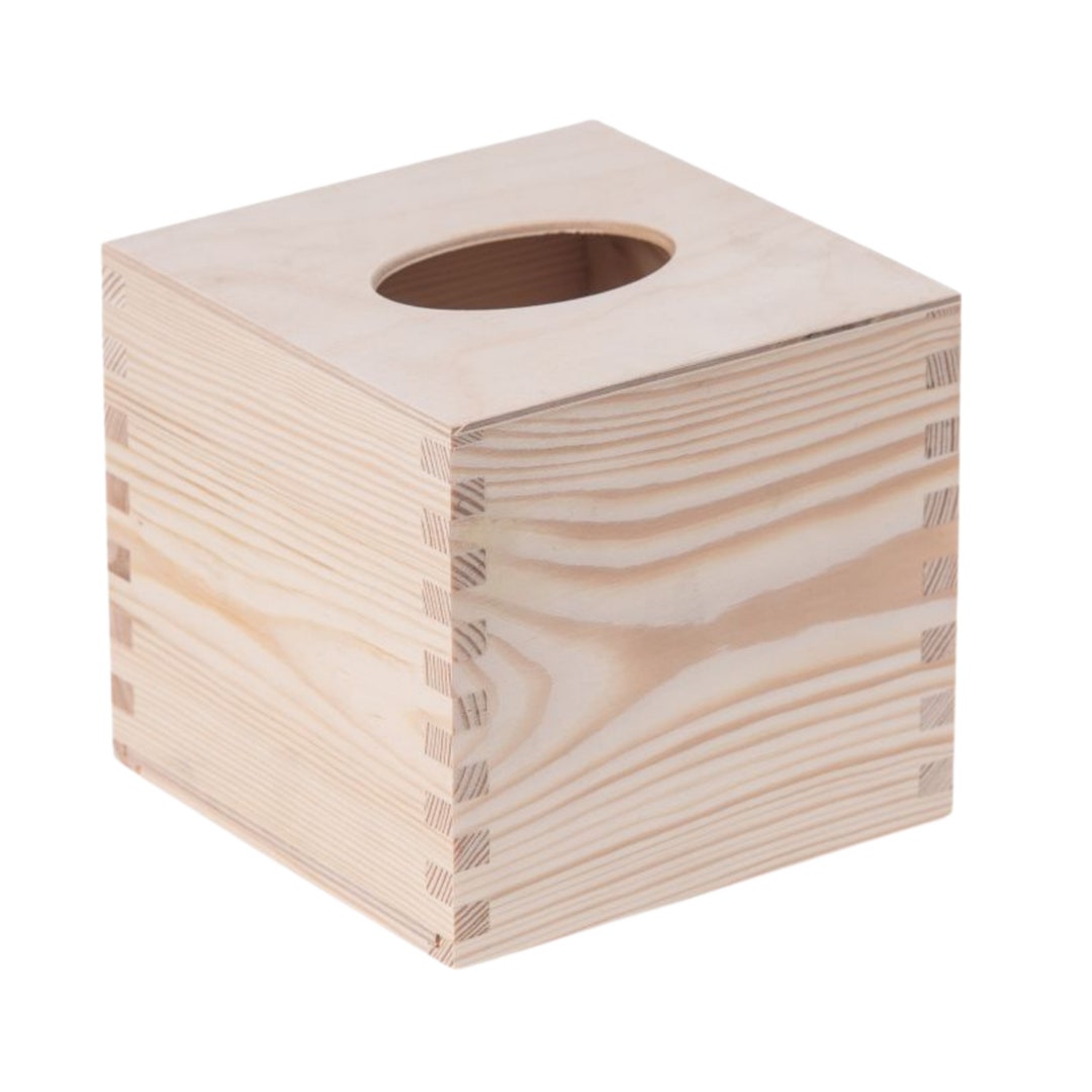 Rustic Natural Square Tissue Box Cover Unfinished Wood Decor - Etsy
