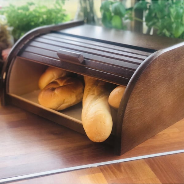 Wooden Bread Box Walnut - Etsy