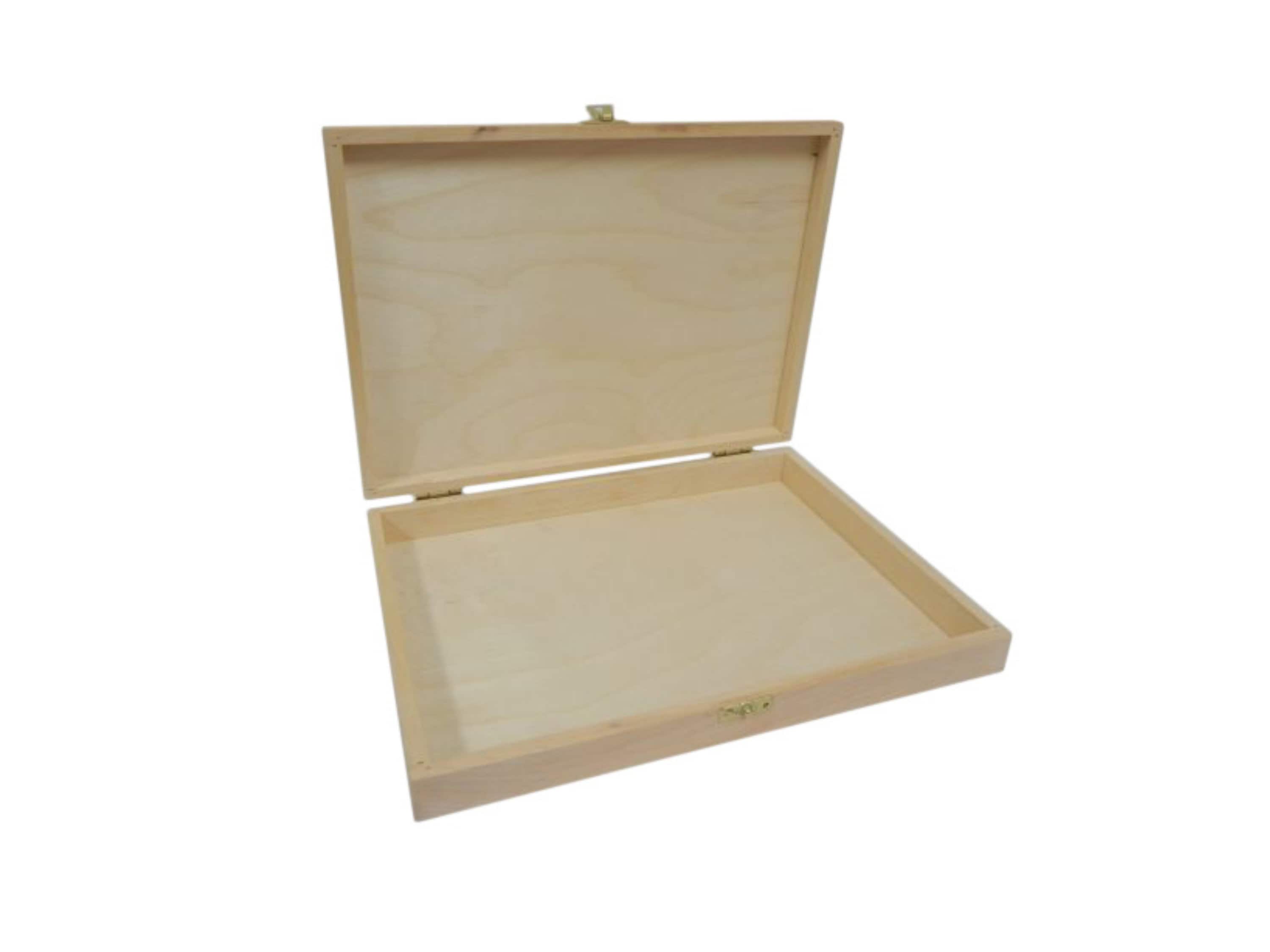 A4 Unfinished Wooden Box With Lid Multifunctional Keepsake Storage Box ...