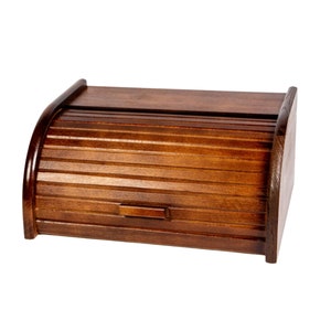 Rustic Dark Walnut Wooden Bread Box Vintage Inspired Bread Storage ...