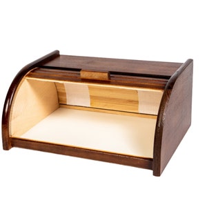 Rustic Dark Walnut Wooden Bread Box Vintage Inspired Bread Storage ...