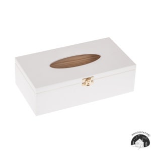 Handmade White Wooden Tissue Box Cover With Hinged Lid Elegant ...