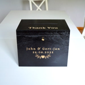 Black Personalized Wedding Card Box With Lock | Etsy
