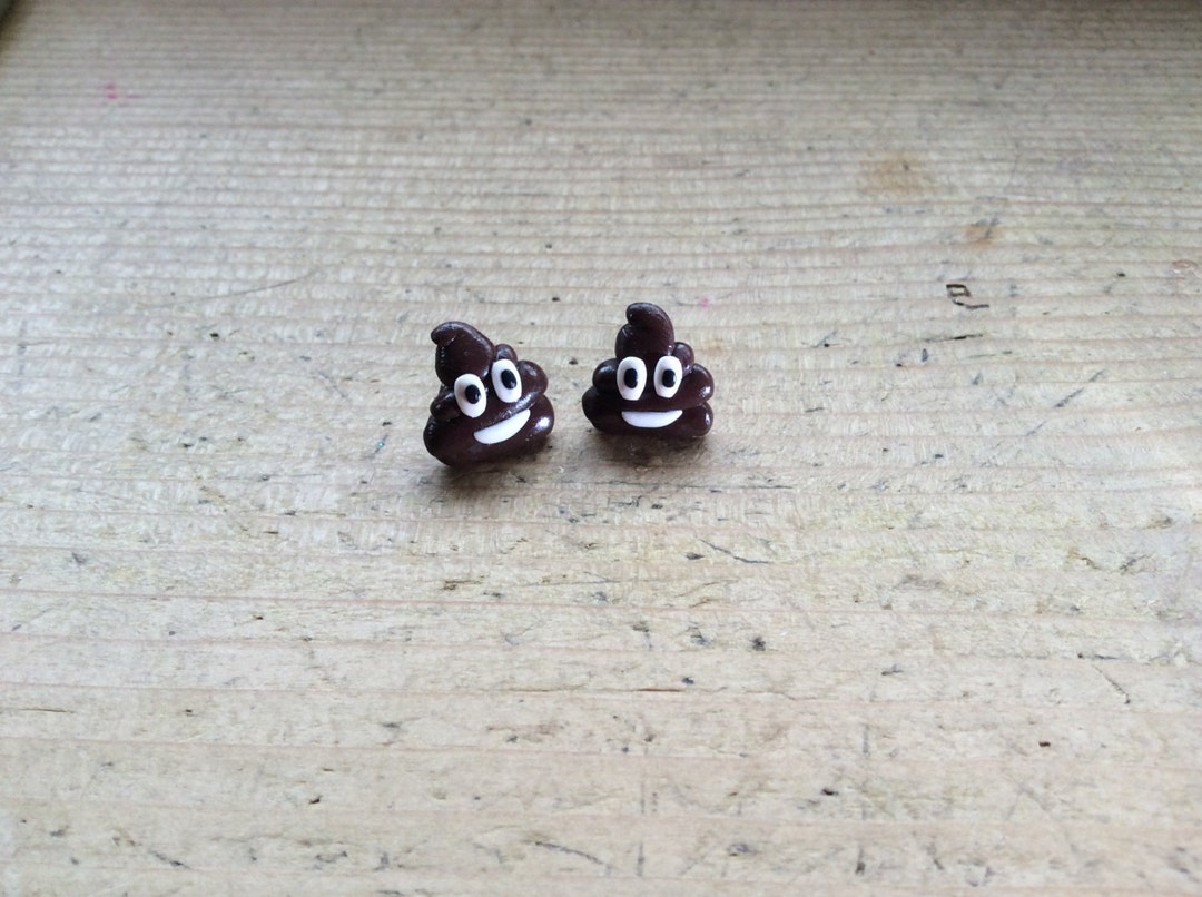 Emoji Pile of Poop Poo Earrings Studs Cute Handmade Funky Birthday Gift ...