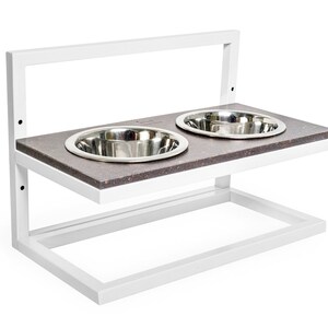 Dog Feeding Table With Faux Stone Tabletop, Dog Bowls Double Stand ...