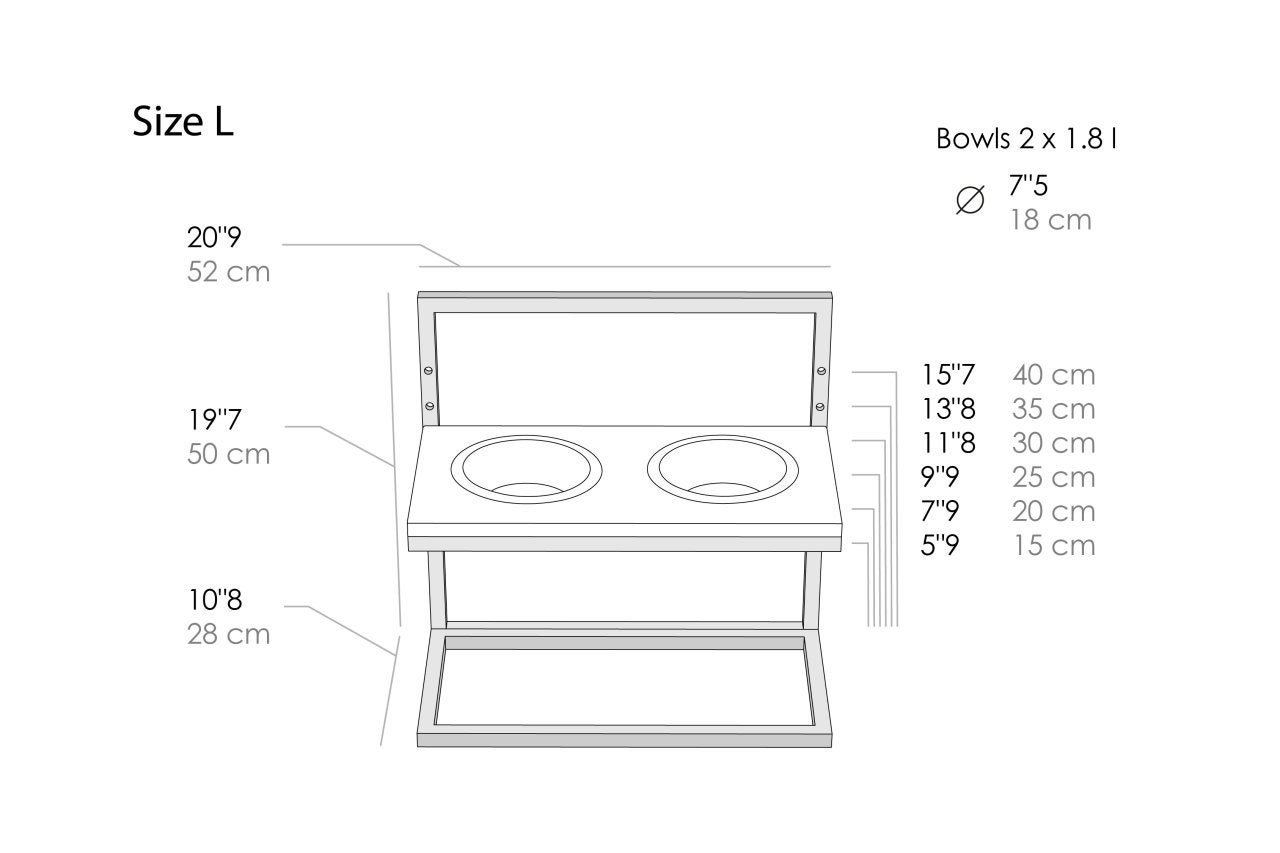 Dog Bowls Adjustable Height Double Pet Feeder / Elevated Puppy | Etsy