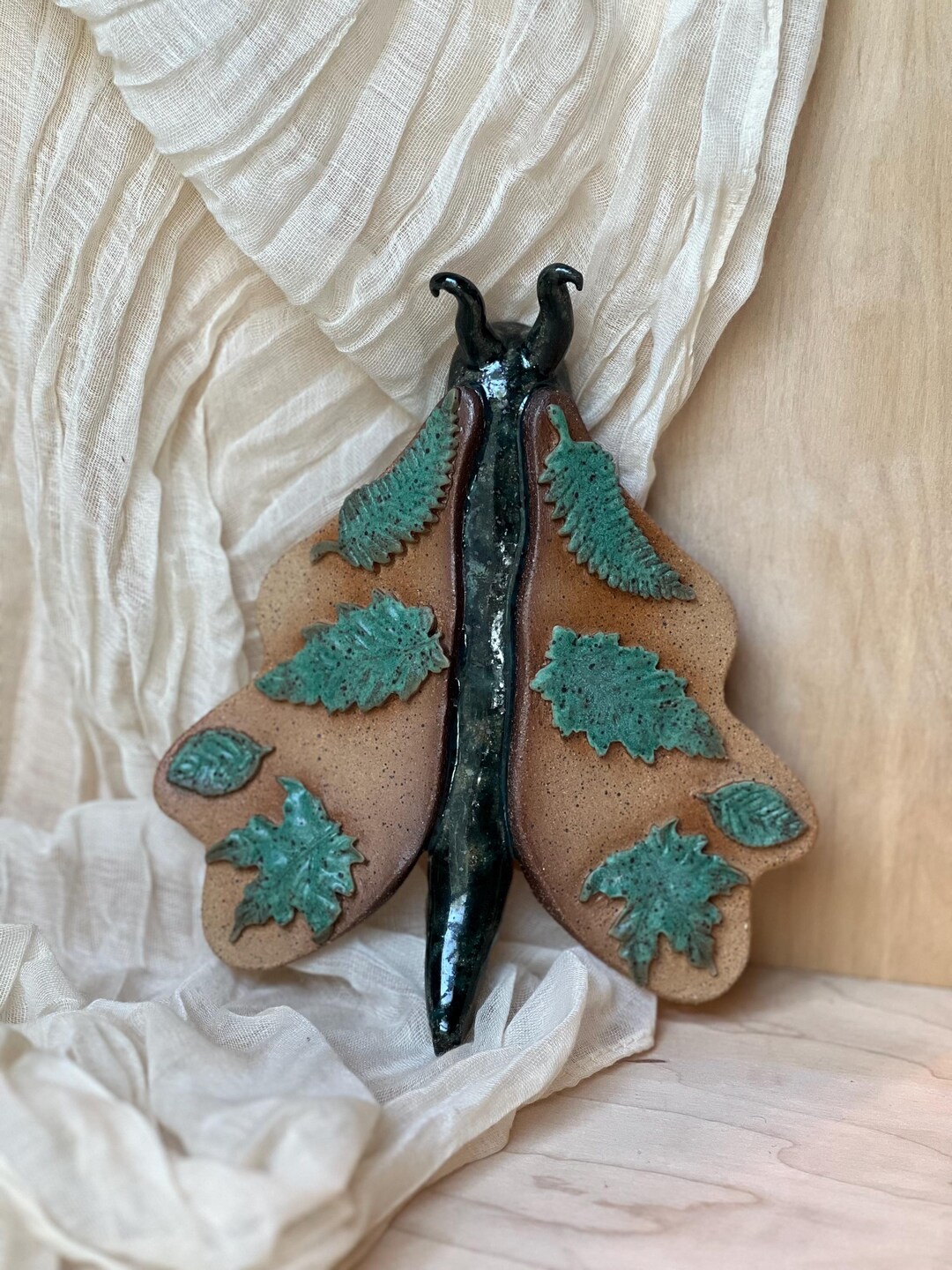 Handbuilt Ceramic Green Gully Moth Wall Decor - Etsy