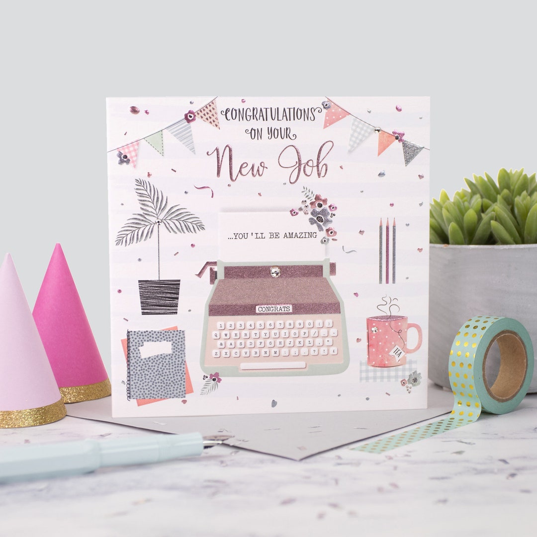 Congratulations on Your New Job Handfinished New Job Card With Crystal ...