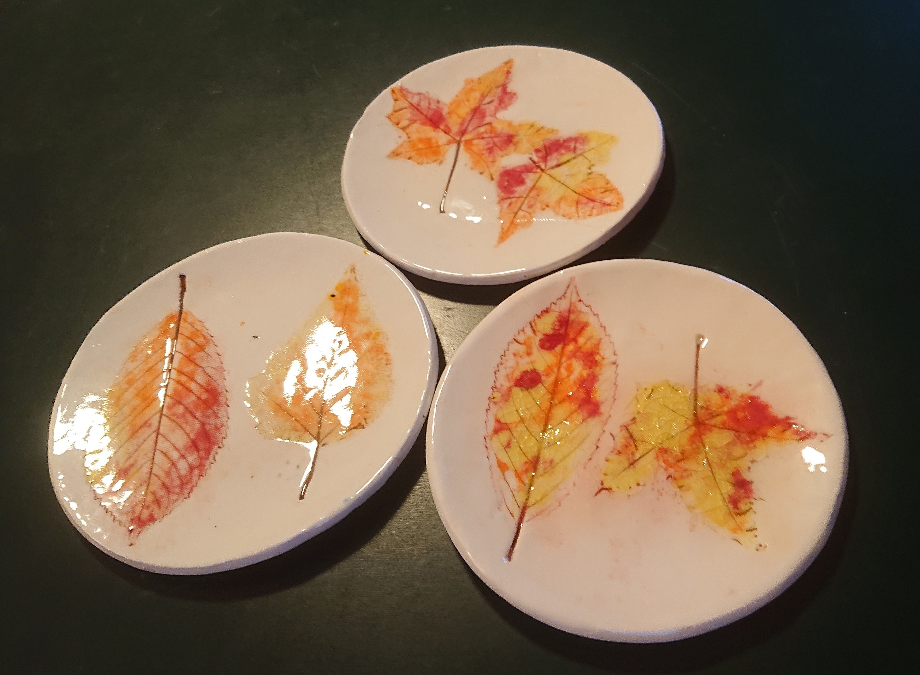 Handmade Autumn Plate, Autumn Leaves, Pressed Leaves, Ceramic Plate for ...
