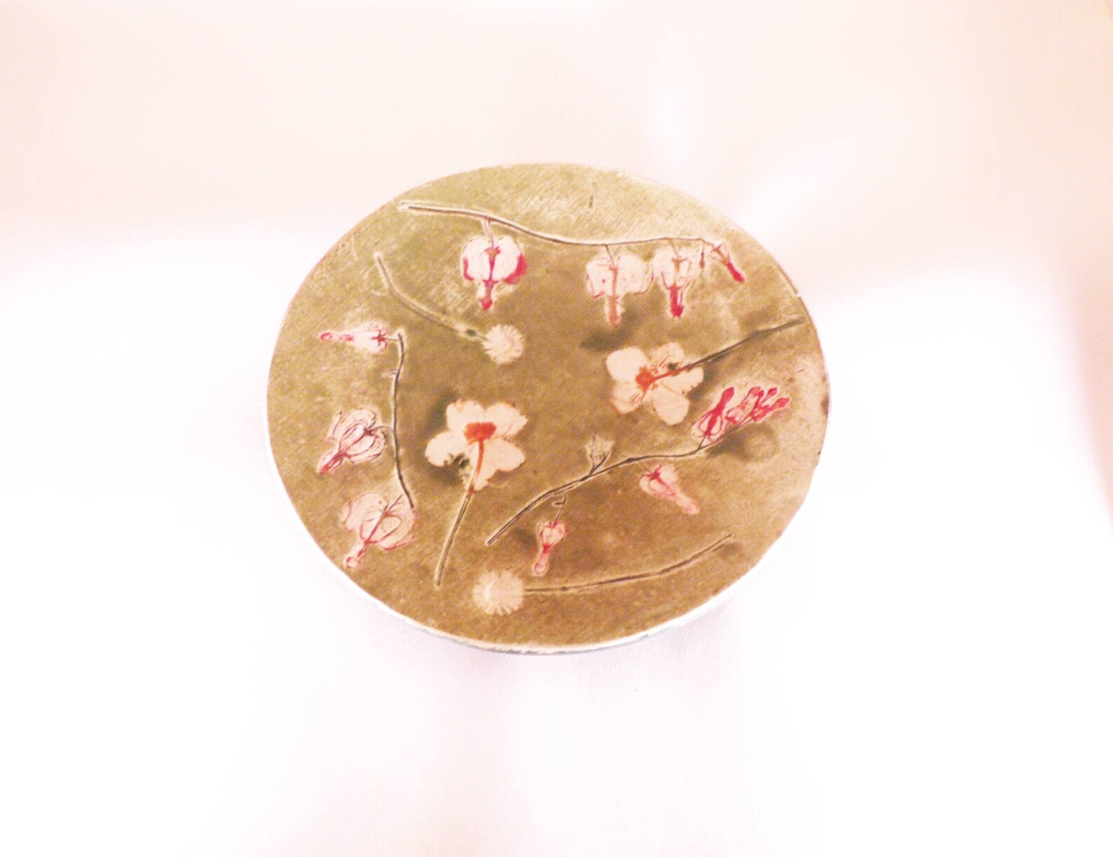 Ceramic Plate Spring Flowers, Pressed Leaves, Pressed Flowers, Handmade ...