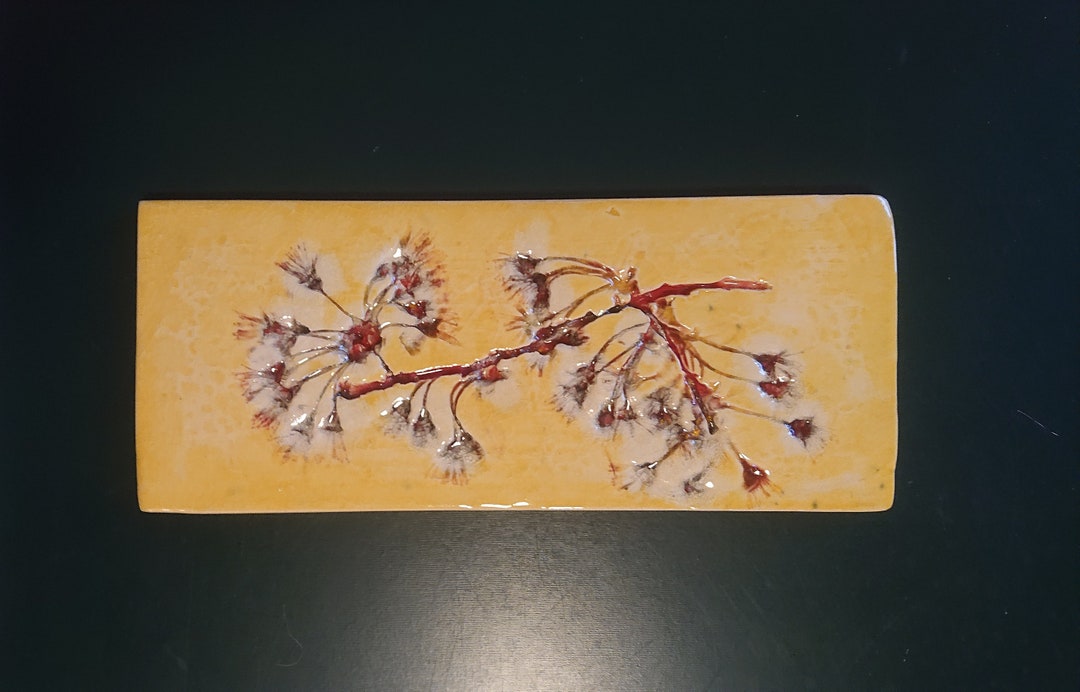 Cherry Blossom Tile, Ceramic Wall Decor, Ceramic Big Tile - Etsy
