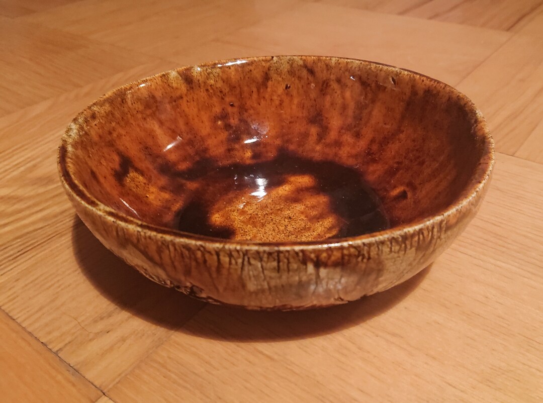 Aventurine Bowl, Orange Ceramic Bowl, Handmade Bowl, Pressed Flowers ...