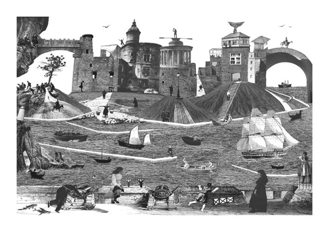 Fine Art Print / A3 Collage / Island / Giclée Print / Black & White ...