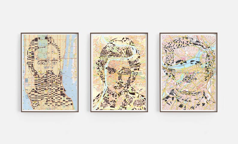 Herman Melville Poster / New York Map / Literary Portraits / Famous ...