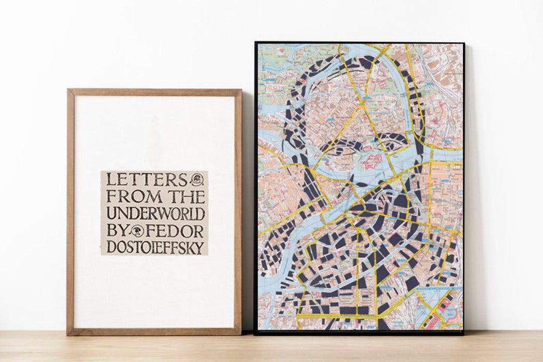 Fyodor Dostoevsky Poster / St. Petersburg Russia Map / Famous Writers ...
