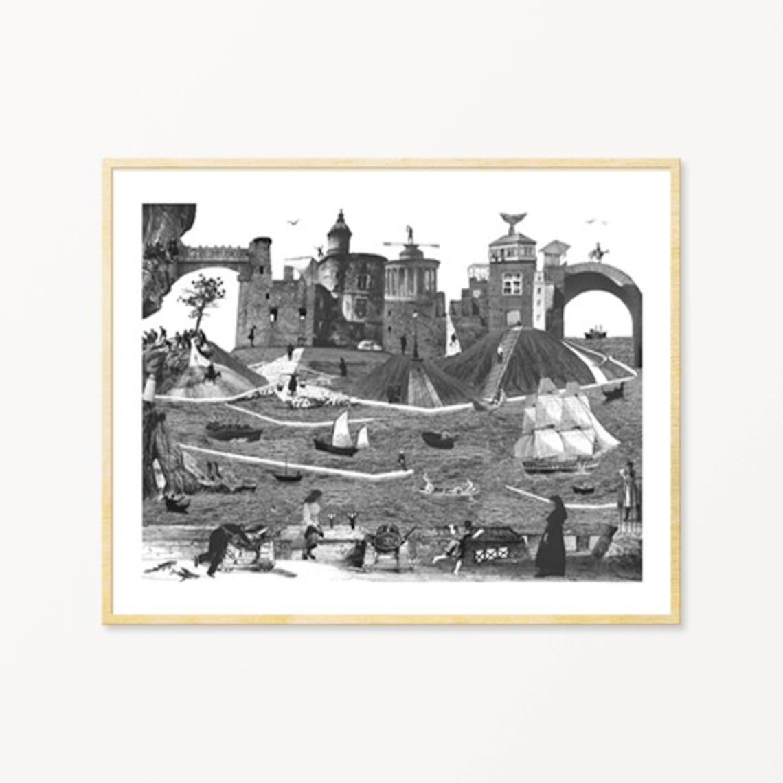 Fine Art Print / A3 Collage / Island / Giclée Print / Black & White ...