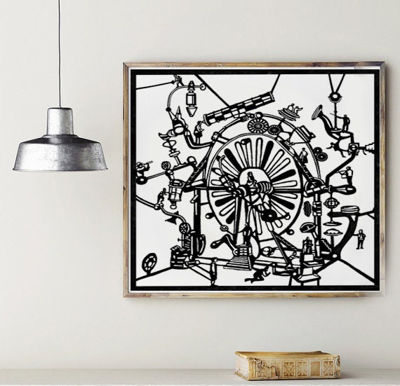 Papercut Art / Modern Wall Art / Imaginary Inventions / Paper Craft ...