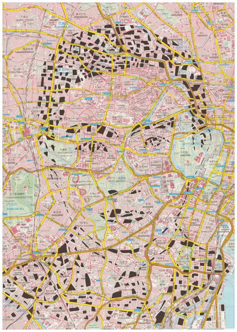 Yukio Mishima Papercut / Tokyo Map / Handmade Poster 50x70cm / Hand Cut ...