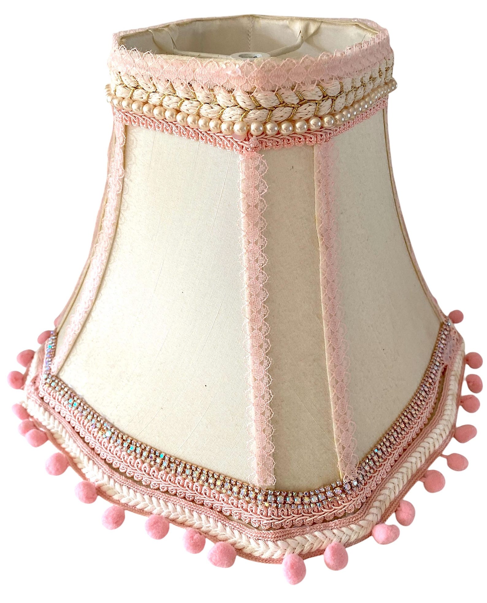 Luxe Fairy Tale Lamp Shade: White, Pink Pastels, Pearls, Lace Trim - Etsy
