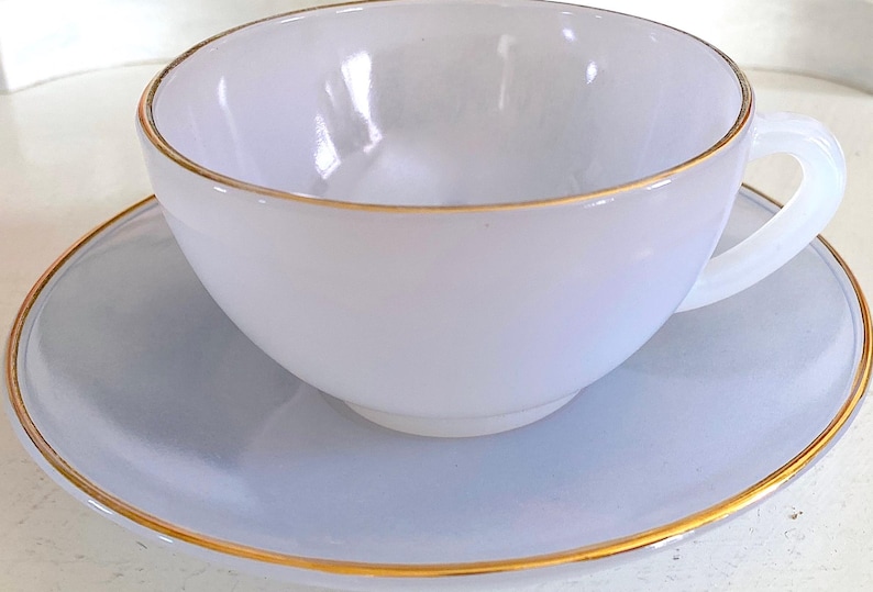 Vintage Arcopal Tea Cup and Saucer Set: Lavender Blue & Gold, 1950s ...
