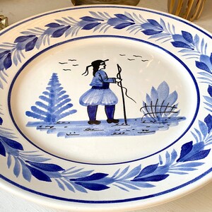 Vintage French Quimper Large Round Plate 23 Cm Diameter. Blue Motive ...