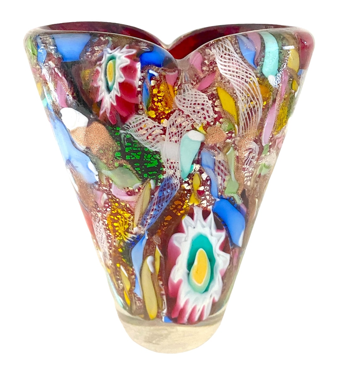 Vintage Murano Red Tutti Frutti Glass Vase - 1960s Italian Art - Etsy
