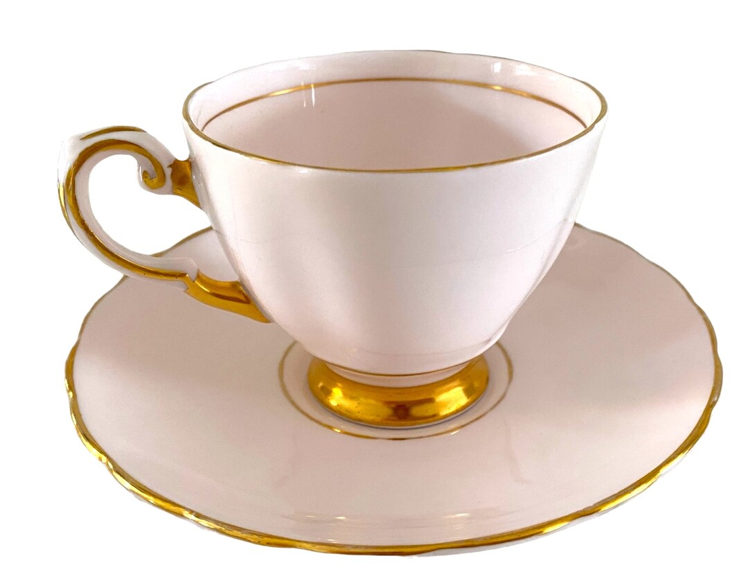 Rare Beautiful Antique Tuscan Pastel Pink With Gold. Small Tea Cup and ...