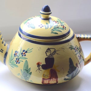 FLAWED but Fabulous! Antique Very Rare French Quimper Lidded Tea Pot ...