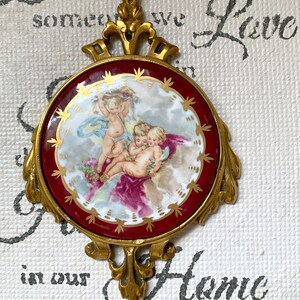 Rare Limoges French Antique Burgundy Red Porcelain Rococo Putti Cupid ...
