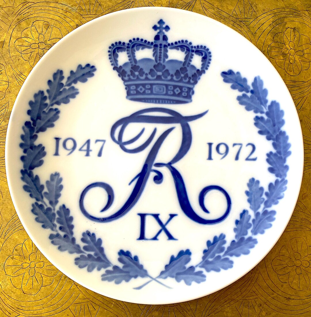 Vintage Royal Copenhagen Crowned King Frederik 9th. 25th Jubilee. 1947 ...