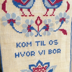 Vintage Hand Embroidered Wall Runner Danish Welcome Guest Theme ...