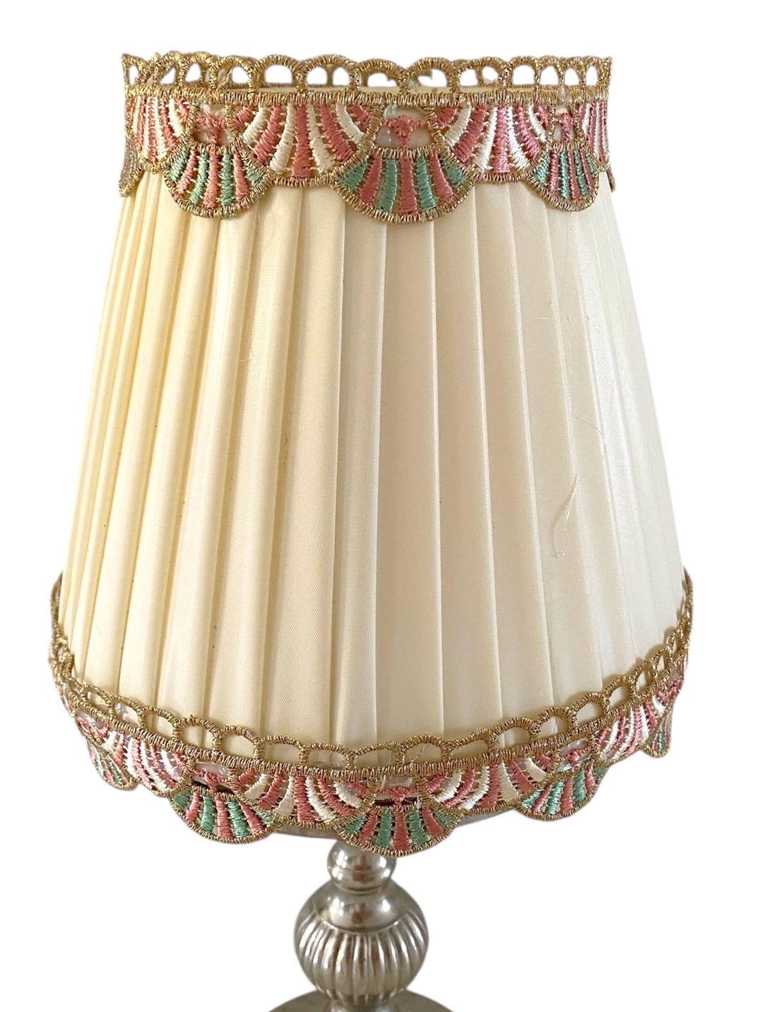 Pleated Lamp Shade: Art Nouveau Floral Trim, Handmade Vintage 1960s - Etsy