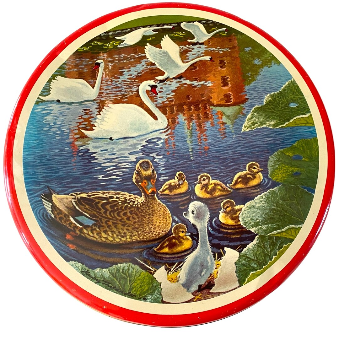 Rare Classic Danish the Ugly Duckling Round Biscuit Tin. Nostalgic Hans ...